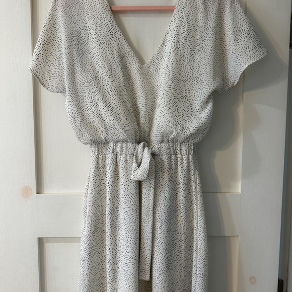 Sienna Sky | Dresses | Sienna Sky White And Black Polka Dot Midi Dress ...